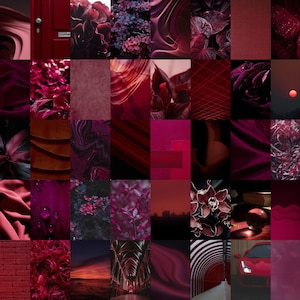 Maroon Wall Collage, Printable Wall Collage, 50 Pieces, 4x6 Inch Images ...