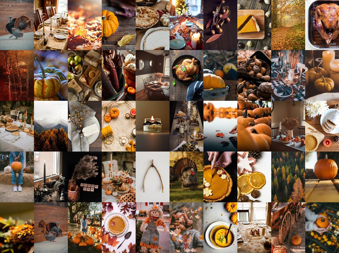 Thanksgiving Wall Collage, Printable Wall Collage, 50 Pieces, 4x6 Inch ...