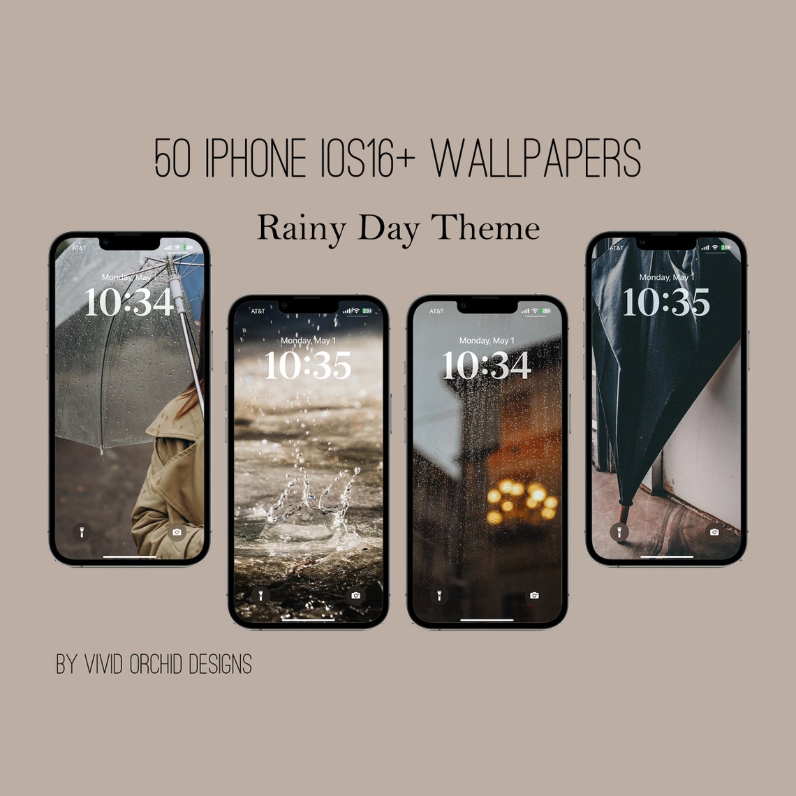 Rainy Day iPhone Ios16+ Wallpaper Bundle, Rainy Day Lock Screens, 50 HD ...