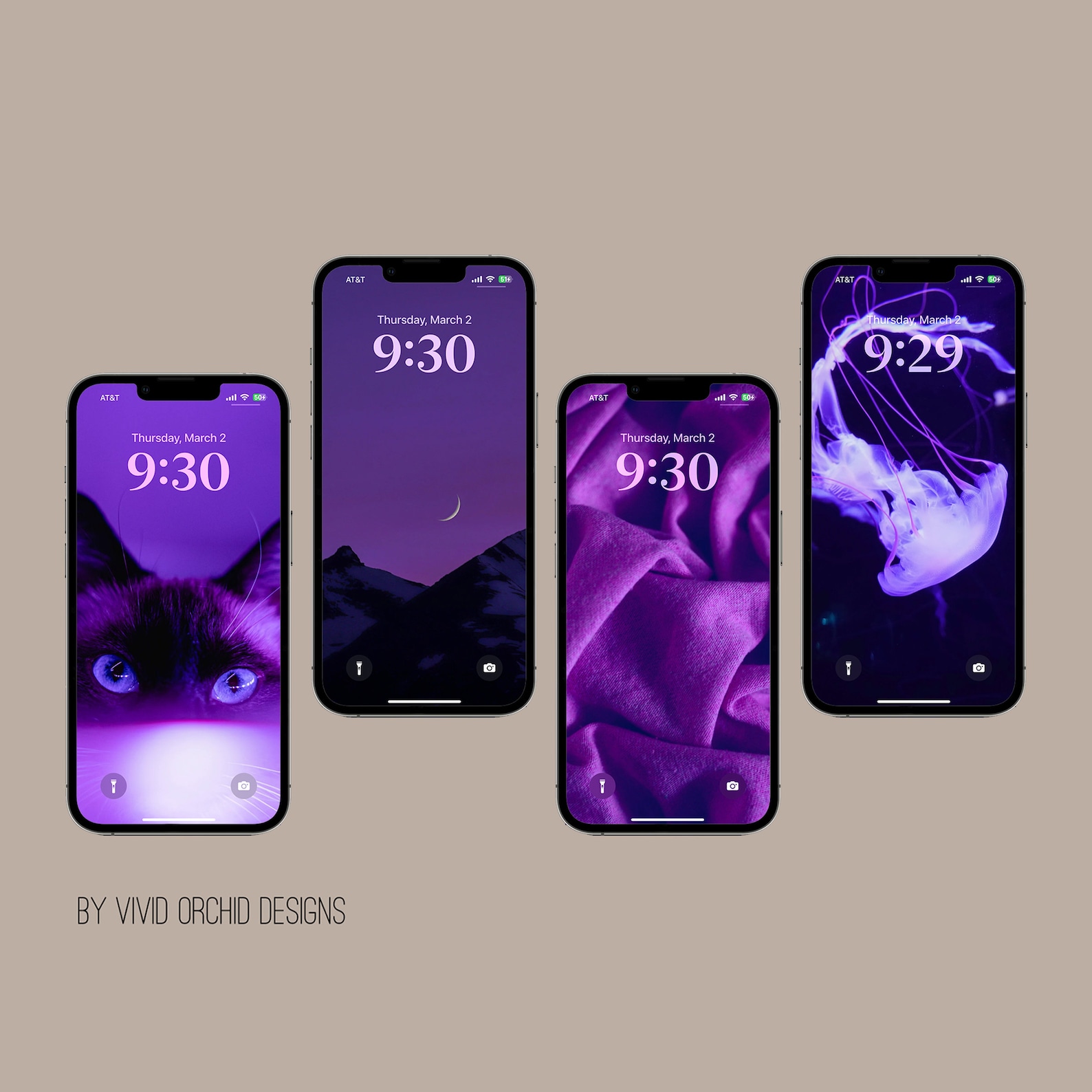Dark Purple iPhone Ios16+ Wallpaper Bundle, Dark Purple Lock Screen, 50 ...