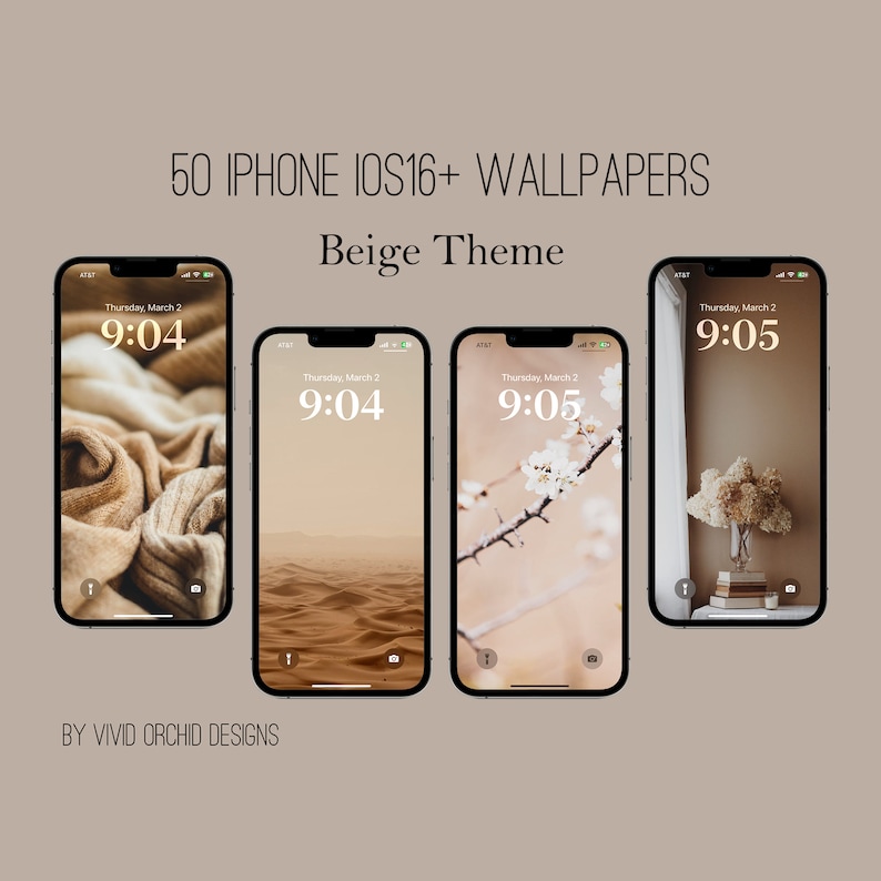 Beige iPhone Ios16+ Wallpaper Bundle, Beige Lock Screens, 50 HD ...