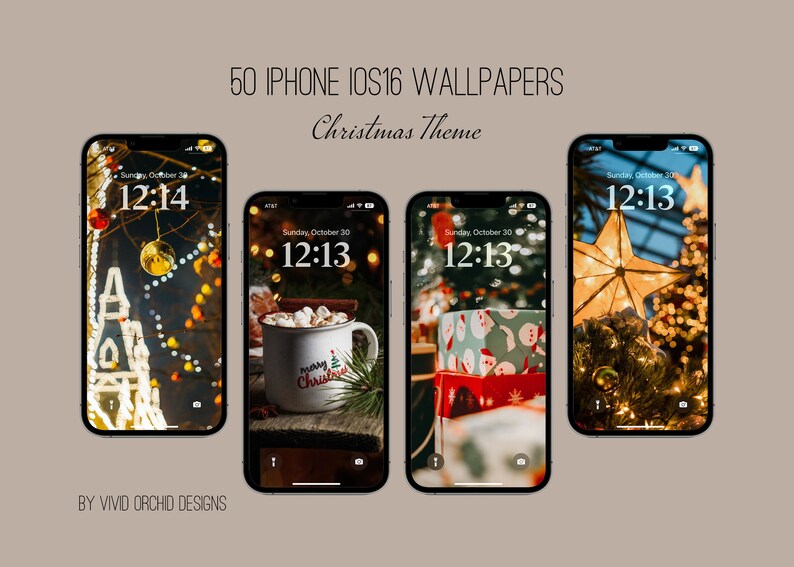 Christmas Iphone Ios16 Wallpaper Bundle Christmas Lock - Etsy