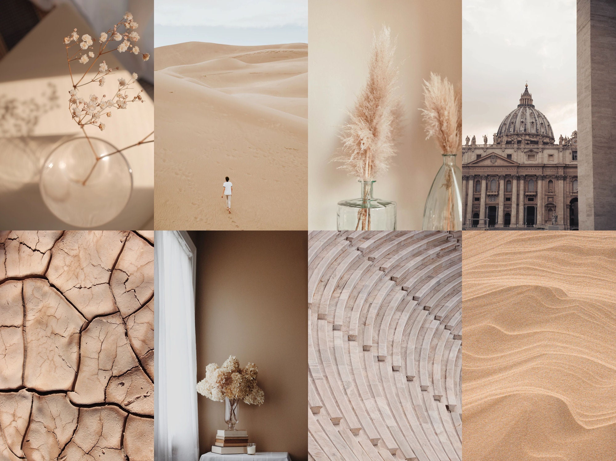 Beige Wall Collage, Printable Wall Collage, 50 Pieces, 4x6 Inch Images ...