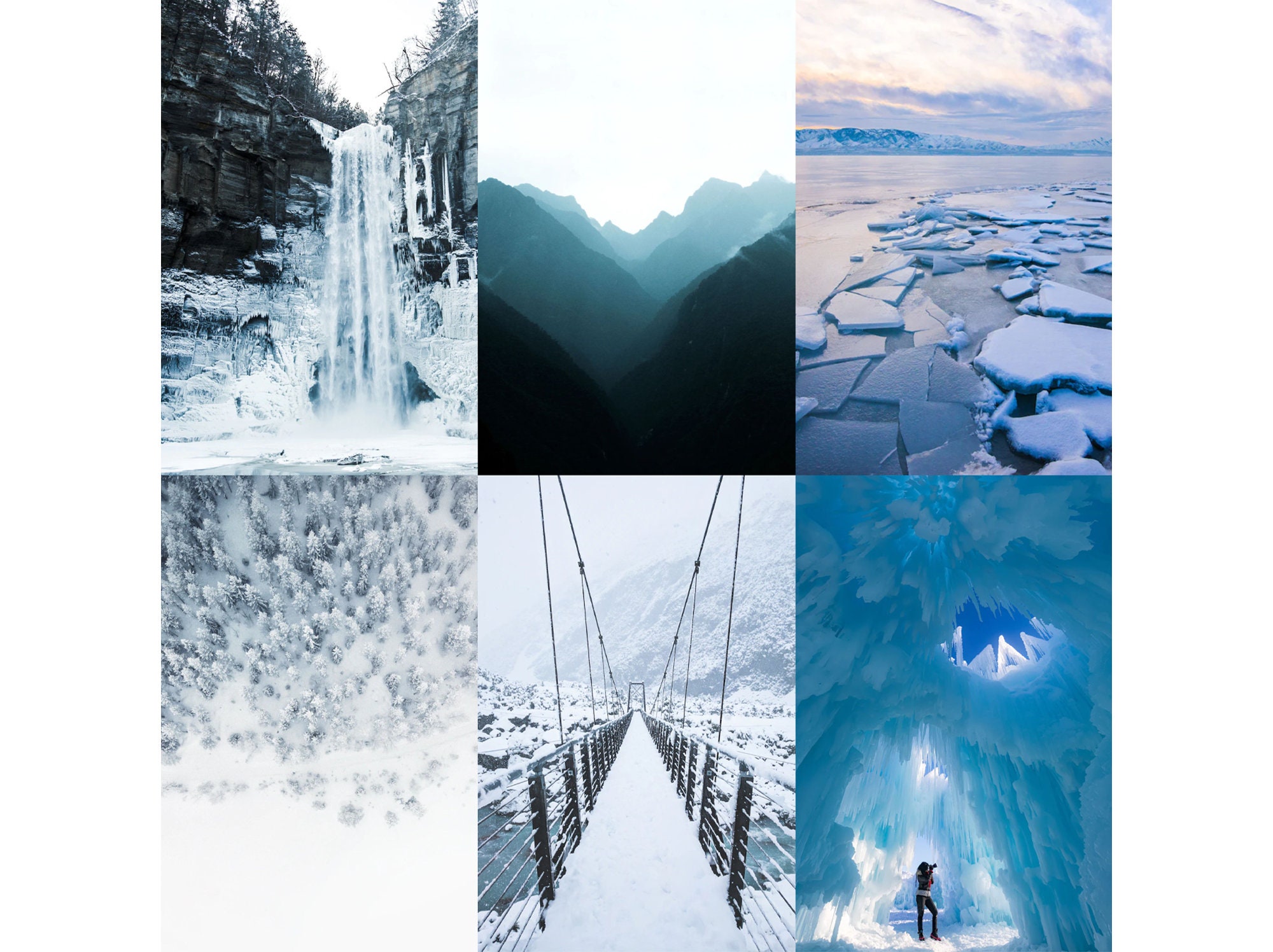 Snowy Winter Wall Collage, Printable Wall Collage, 50 Pieces, 4x6 Inch ...