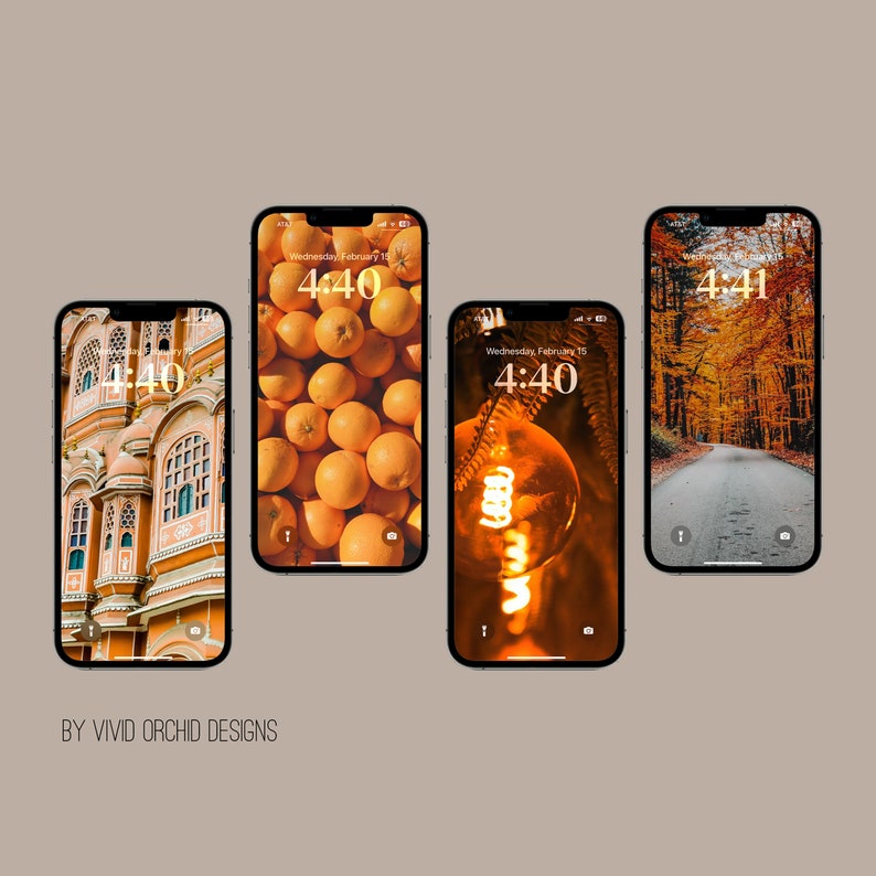 Orange iPhone Ios16+ Wallpaper Bundle, Orange Lock Screens, 50 HD ...