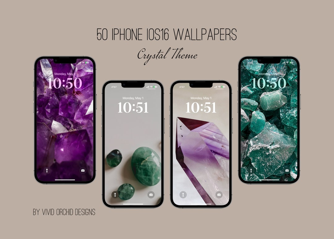 Crystals Iphone Ios16 Wallpaper Bundle Crystal Lock Screens - Etsy