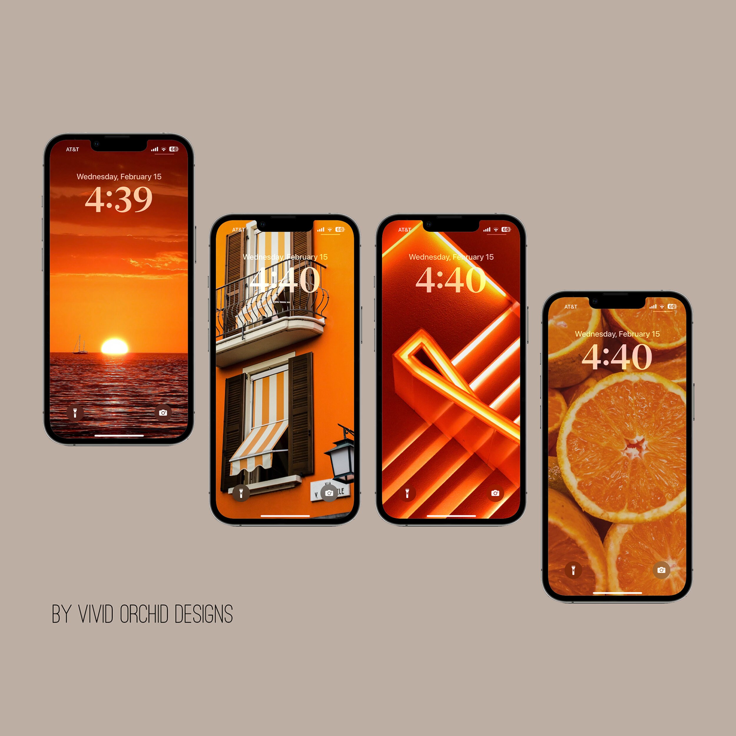 Orange iPhone Ios16+ Wallpaper Bundle, Orange Lock Screens, 50 HD ...