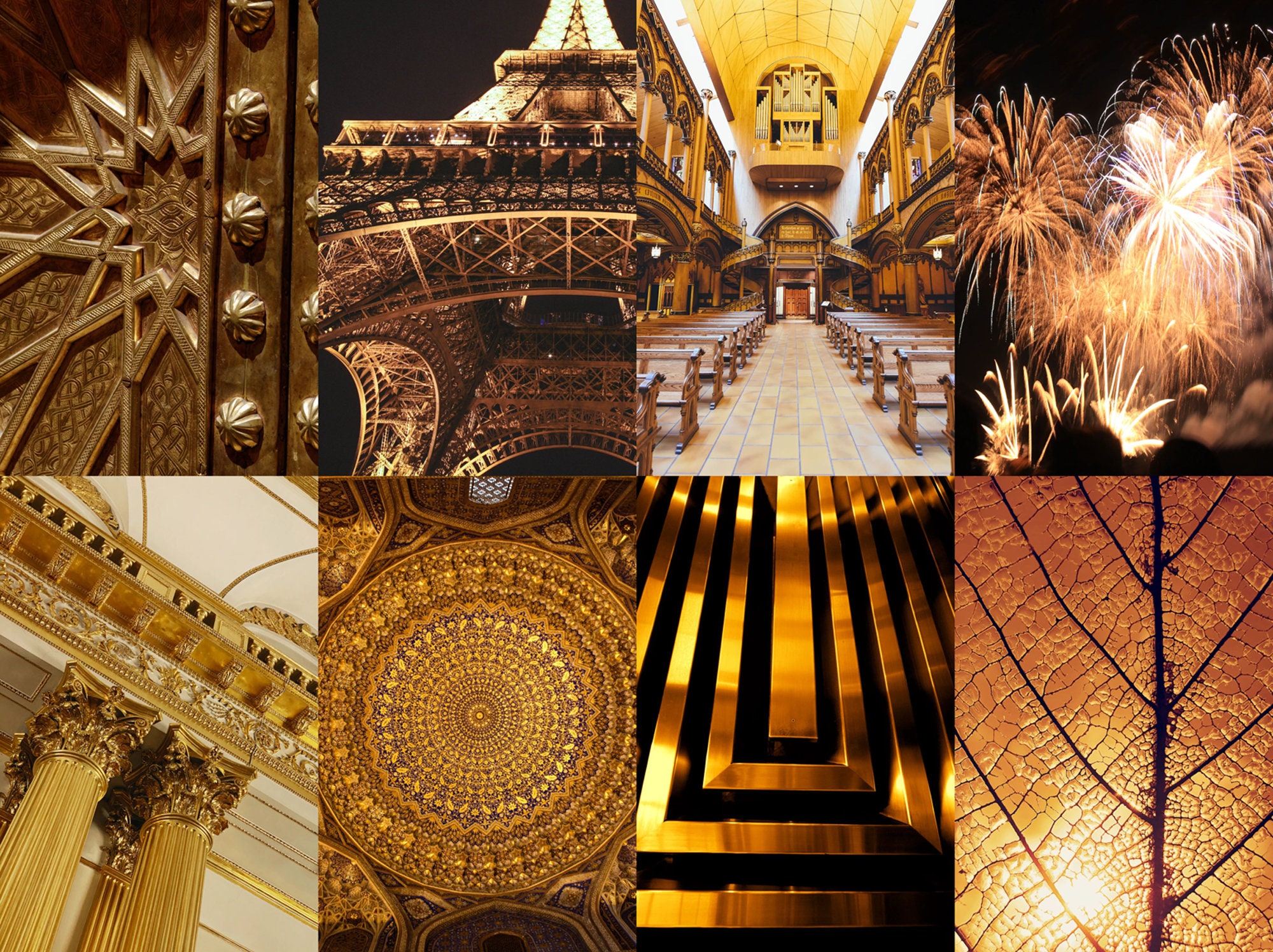 Gold Wall Collage, Printable Wall Collage, 50 Pieces, 4x6 Inch Images ...