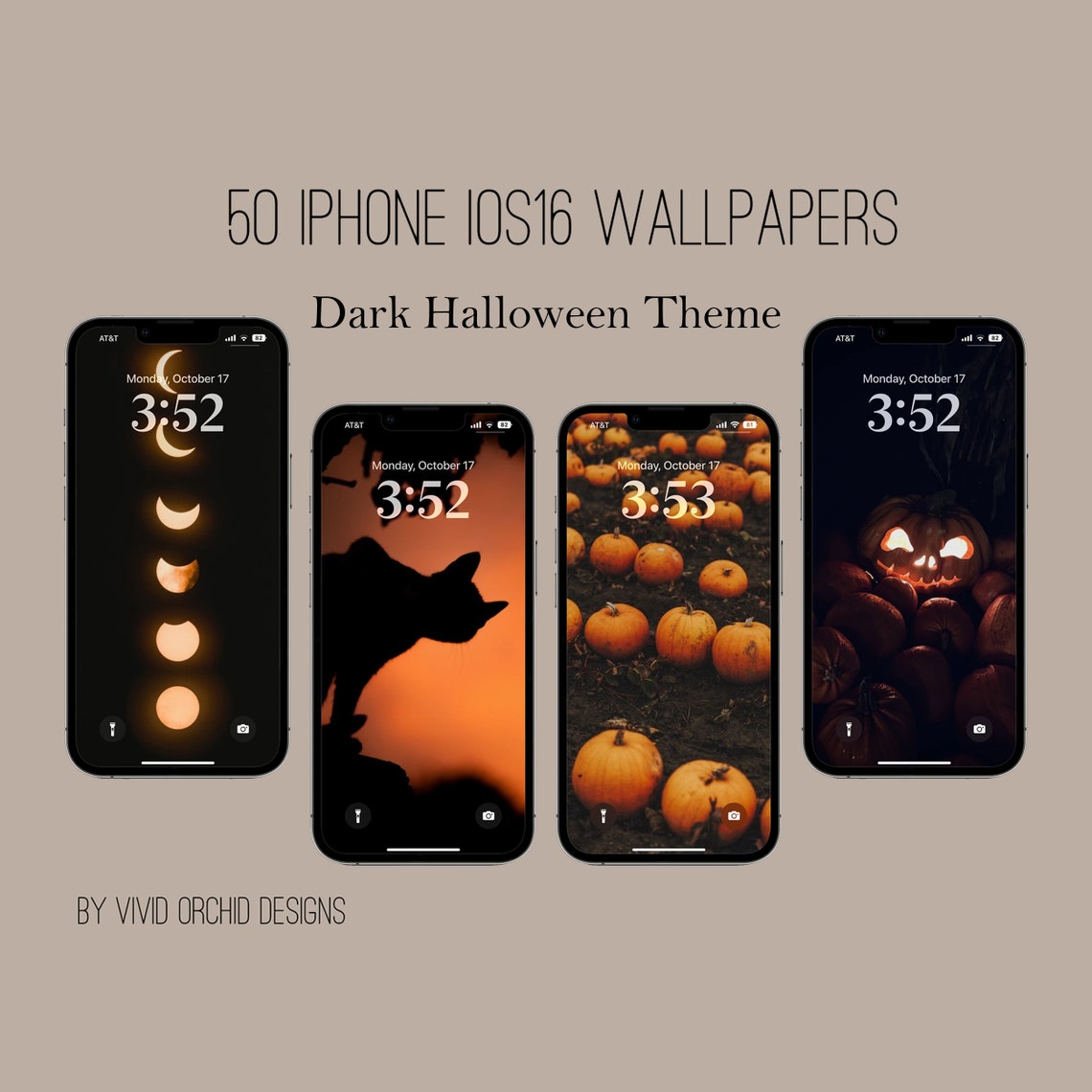 Dark Halloween iPhone Ios16 Wallpaper Bundle, Halloween Lock Screens ...