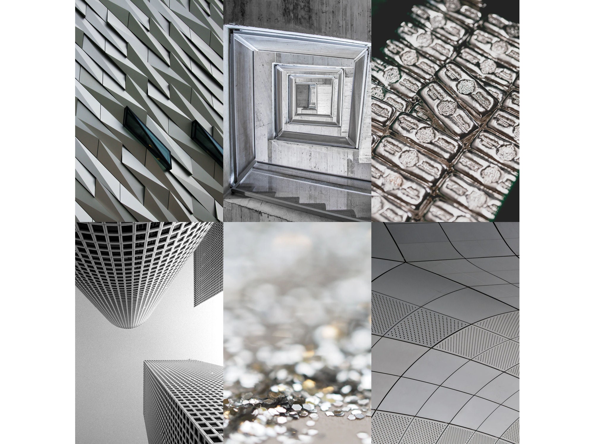 Silver Grey Wall Collage, Printable Wall Collage, 50 Pieces, 4x6 Inch ...