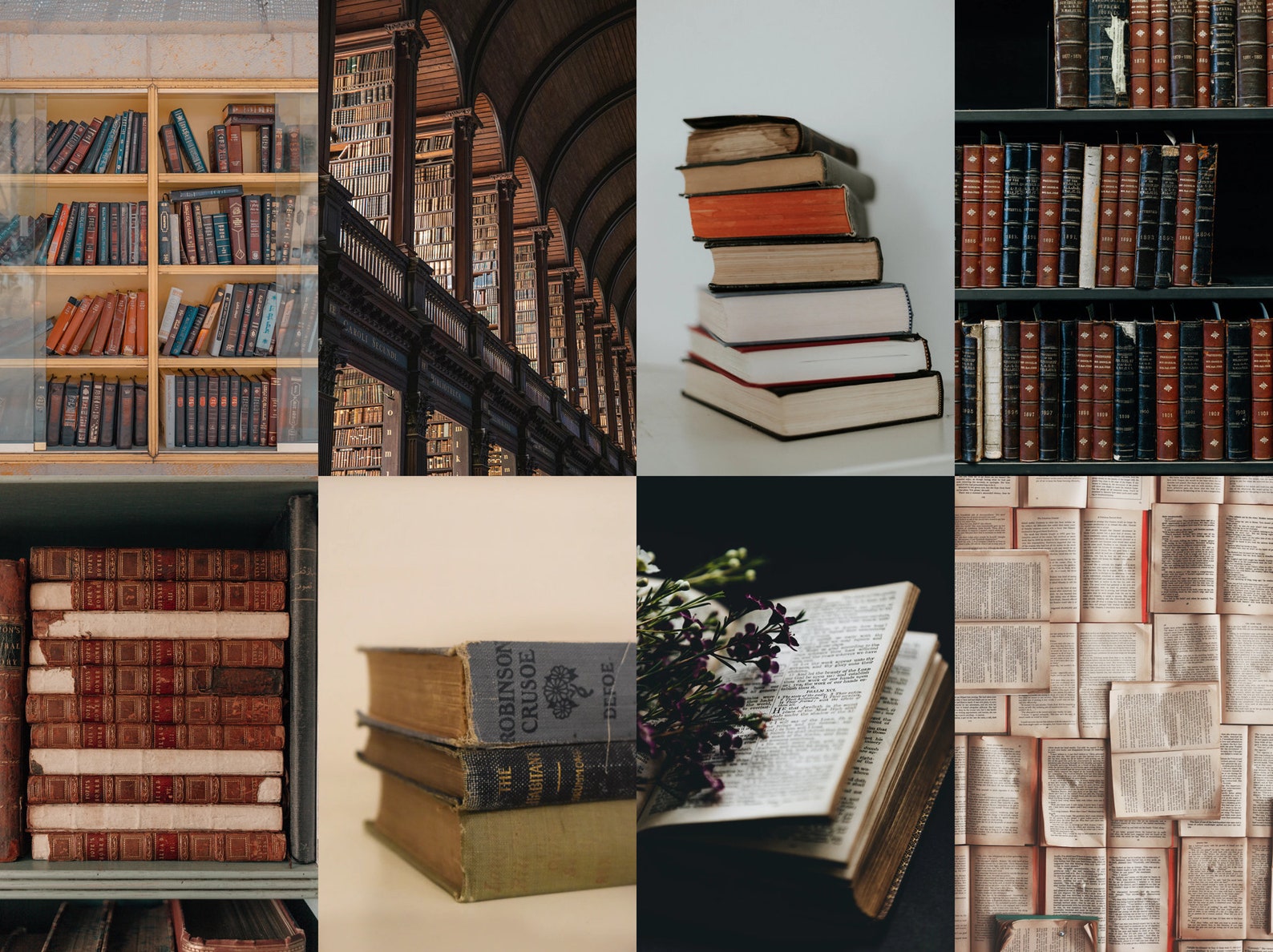 Books Wall Collage, Printable Wall Collage, 50 Pieces, 4x6 Inch Images ...