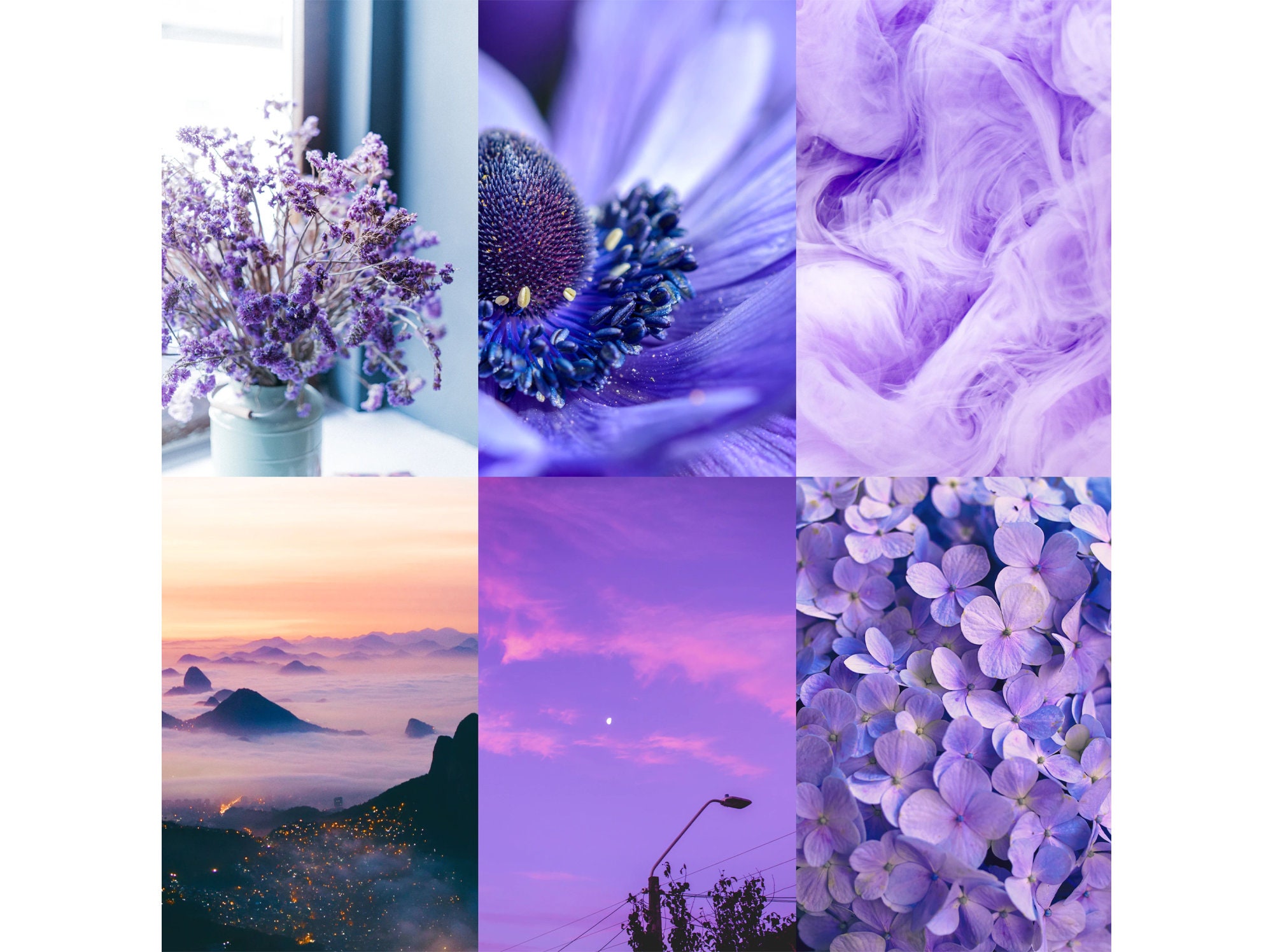 Lavender Wall Collage, Printable Wall Collage, 50 Pieces, 4x6 Inch ...