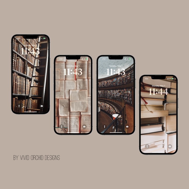 Books iPhone Ios16+ Wallpaper Bundle, Book Lock Screens, 50 HD ...