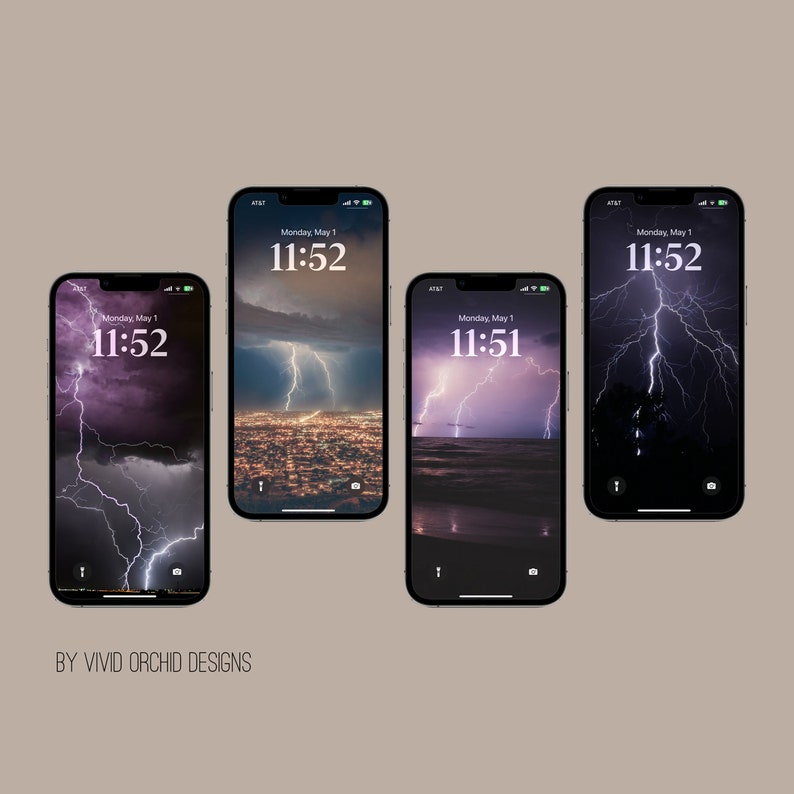 Lightning iPhone Ios16+ Wallpaper Bundle, Lightning Lock Screens, 50 HD ...