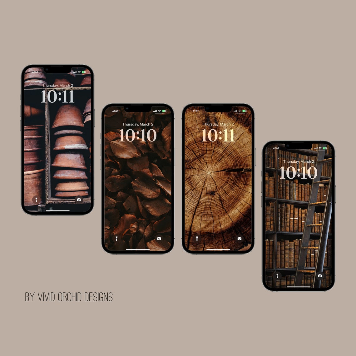 Brown iPhone Ios16+ Wallpaper Bundle, Brown Lock Screens, 50 HD ...