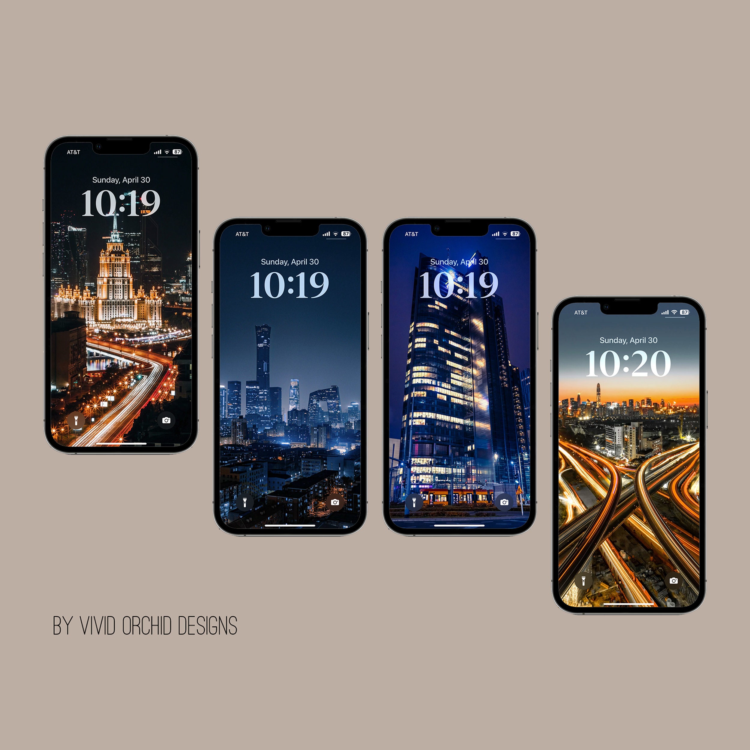 Nighttime Cities iPhone Ios16+ Wallpaper Bundle, Nighttime City Lock ...
