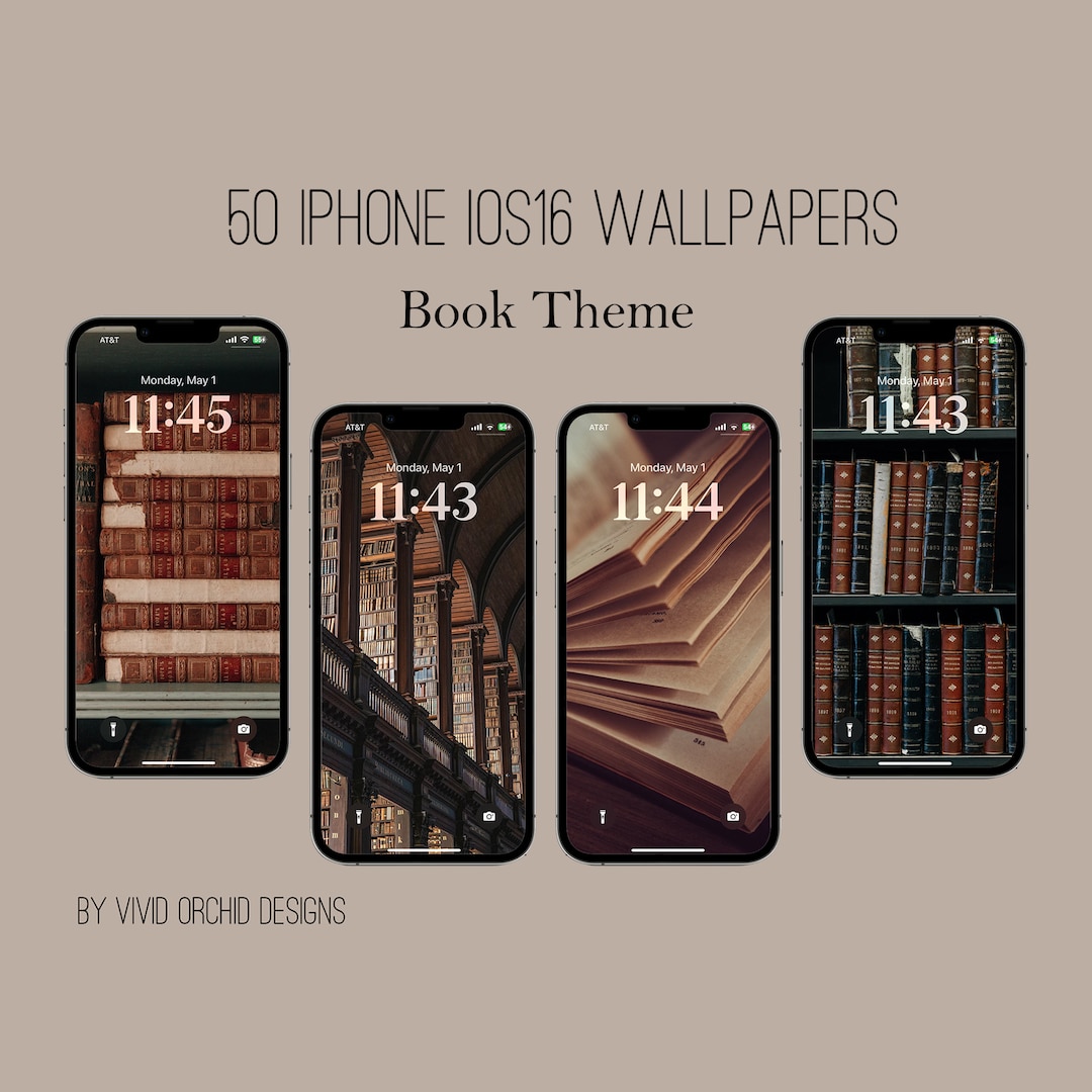 Books iPhone Ios16 Wallpaper Bundle, Book Lock Screens, 50 HD ...