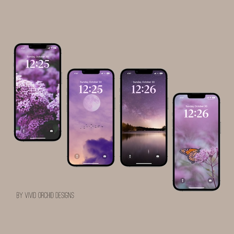Lavender iPhone Ios16+ Wallpaper Bundle, Lavender Lock Screens, 50 HD ...