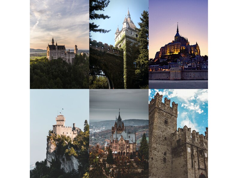 Castle Wall Collage, Printable Wall Collage, 50 Pieces, 4x6 Inch Images ...