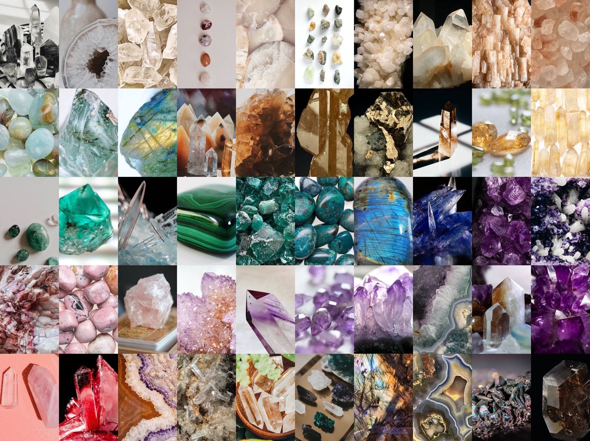 Crystals Wall Collage, Printable Wall Collage, 50 Pieces, 4x6 Inch ...