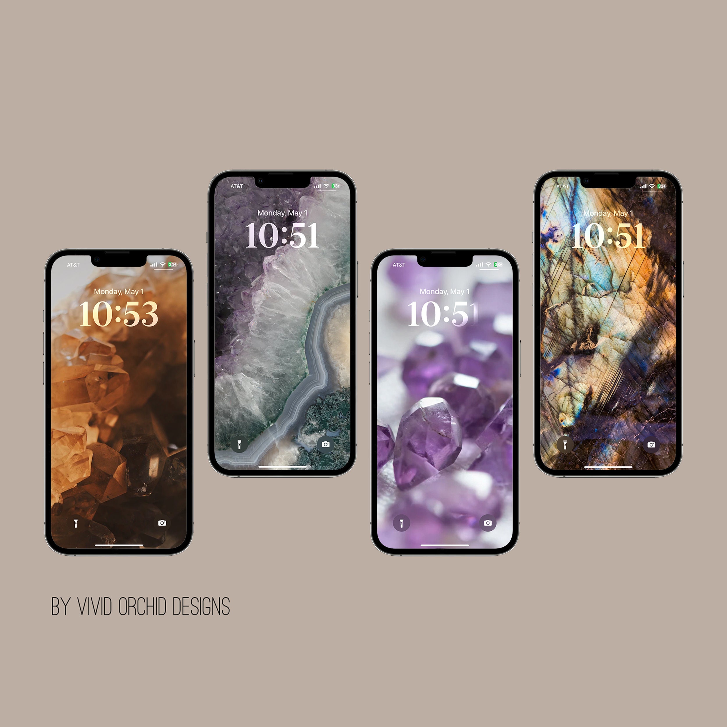 Crystals iPhone Ios16 Wallpaper Bundle, Crystal Lock Screens, 50 HD ...