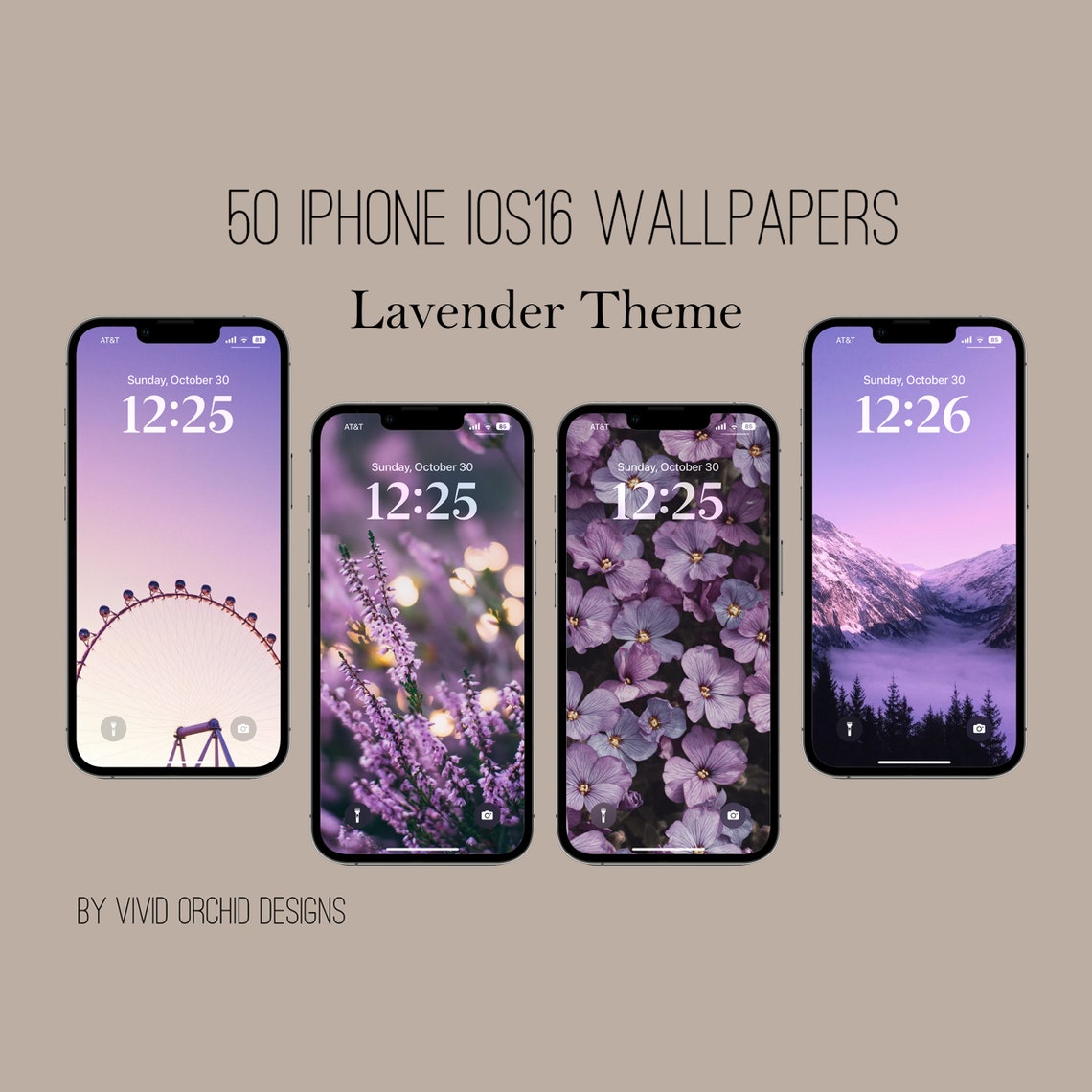 Lavender iPhone Ios16 Wallpaper Bundle, Lavender Lock Screens, 50 HD ...
