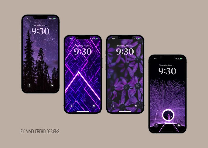 Dark Purple Iphone Ios16 Wallpaper Bundle Dark Purple Lock - Etsy