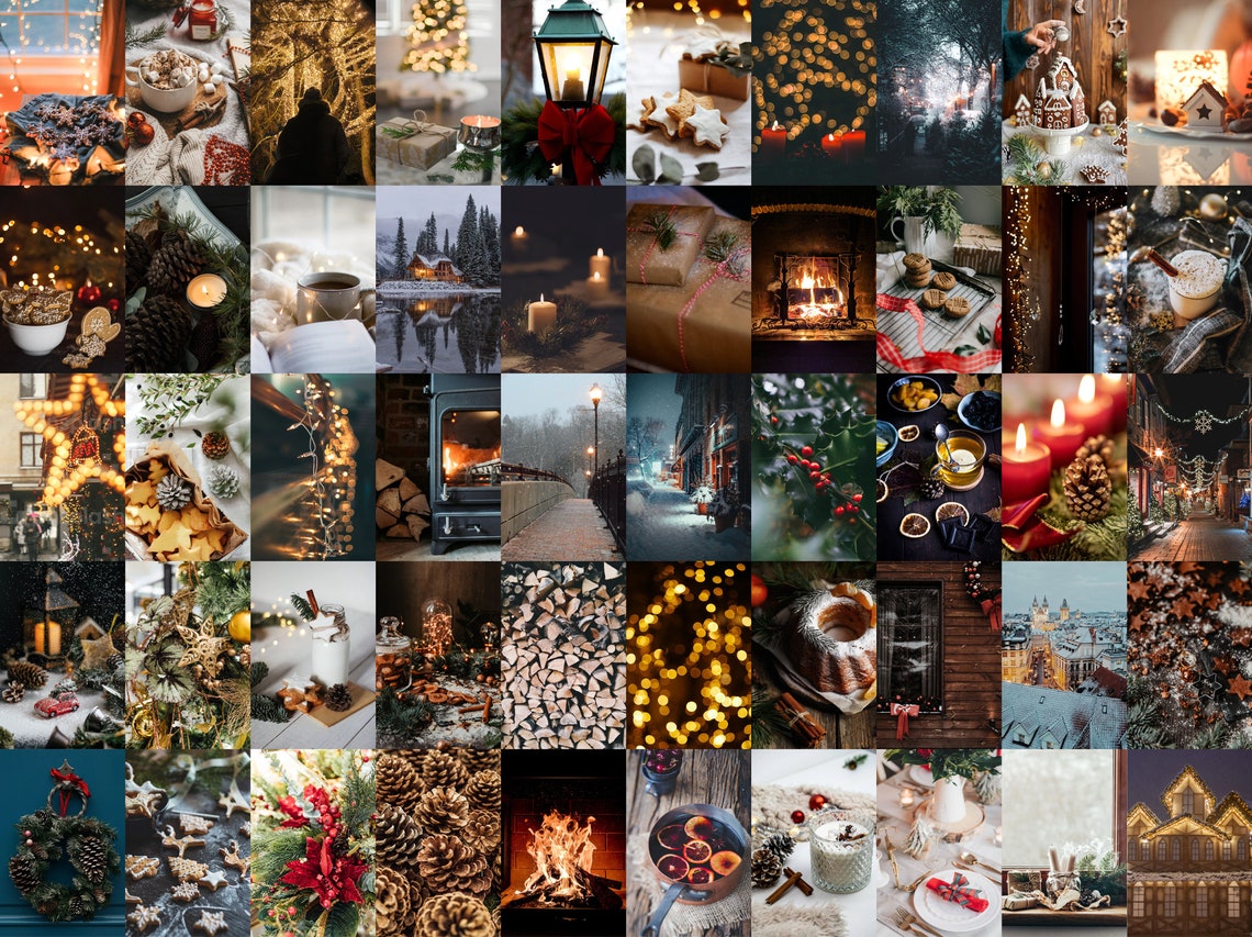 Cozy Winter Wall Collage, Printable Wall Collage, 50 Pieces, 4x6 Inch ...