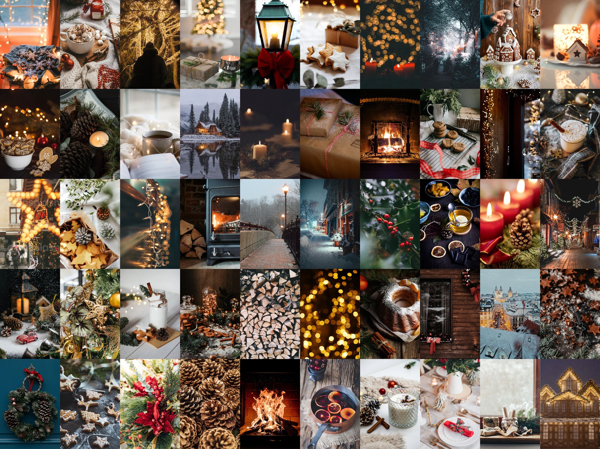 Cozy Winter Wall Collage, Printable Wall Collage, 50 Pieces, 4x6 Inch ...