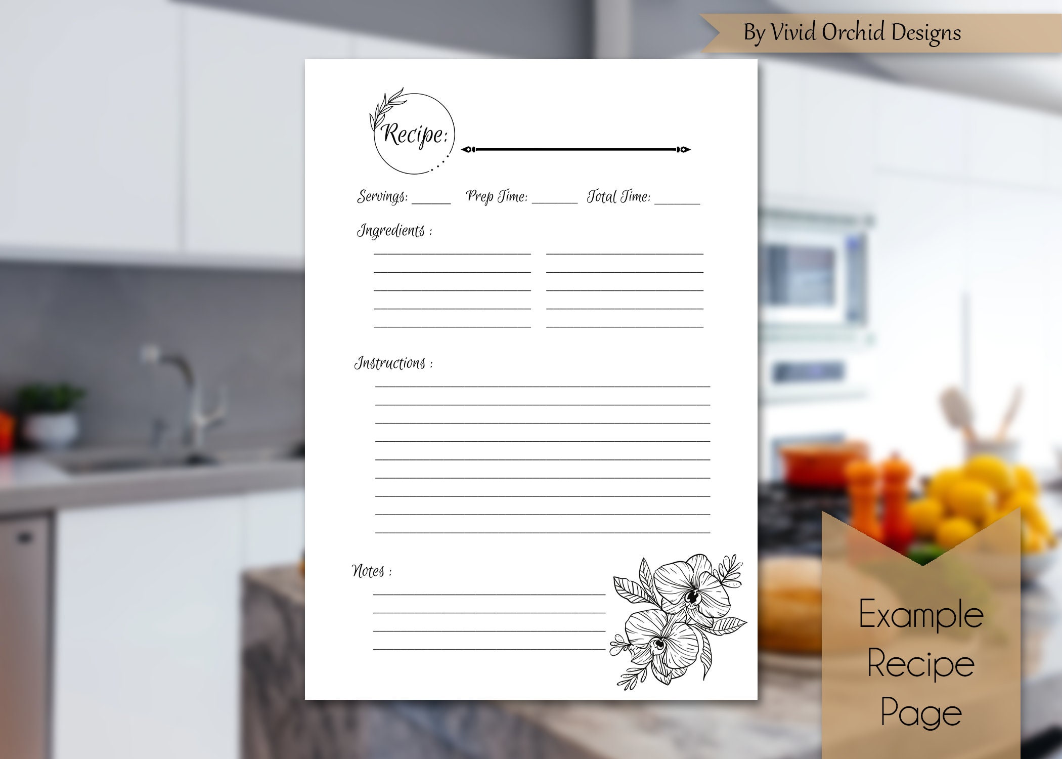 Printable / Digital Recipe Book, Floral Theme, Recipe Book Template ...