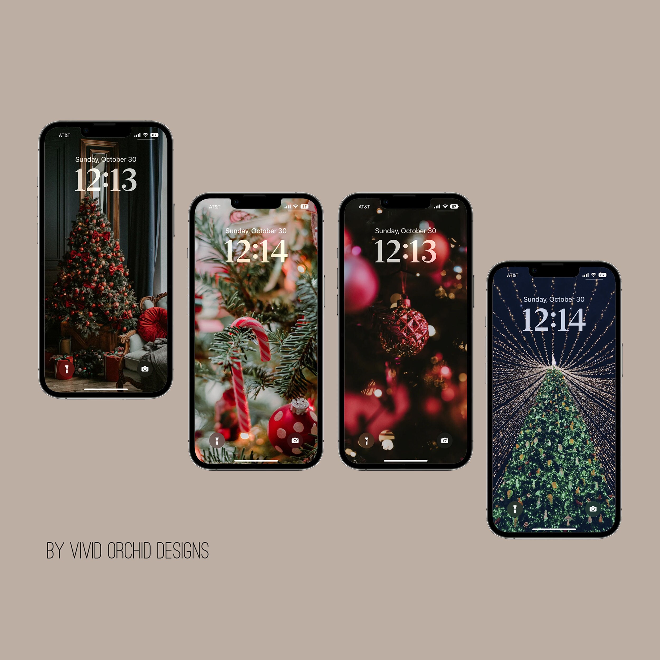 Christmas iPhone Ios16+ Wallpaper Bundle, Christmas Lock Screens, 50 HD ...