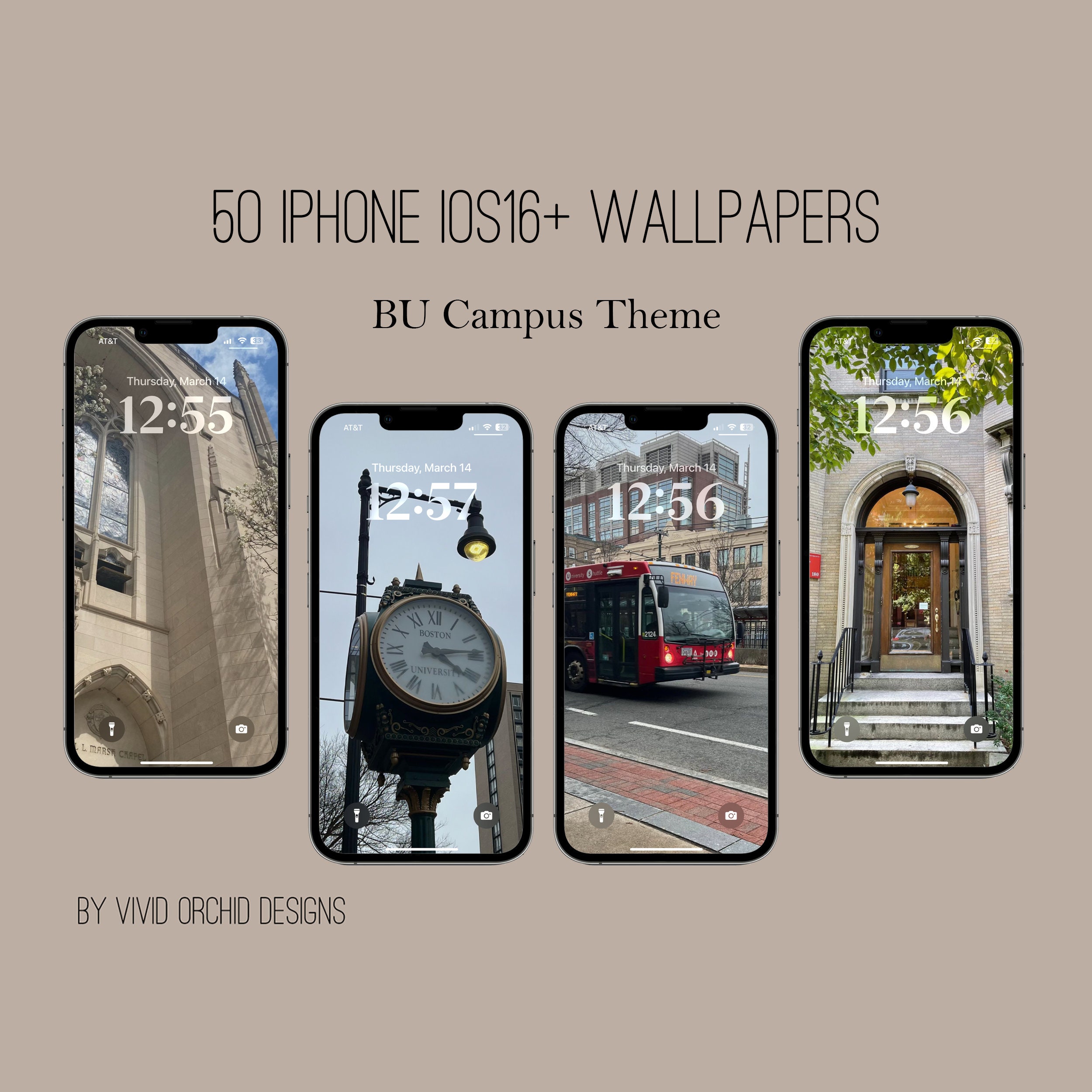 BU Campus iPhone Ios16+ Wallpaper Bundle, Boston University Lock ...