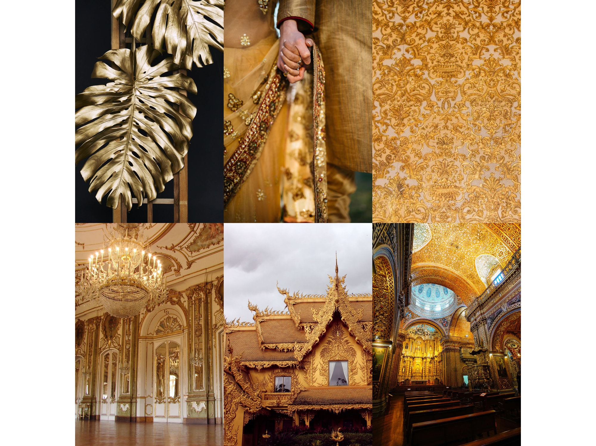 Gold Wall Collage, Printable Wall Collage, 50 Pieces, 4x6 Inch Images ...