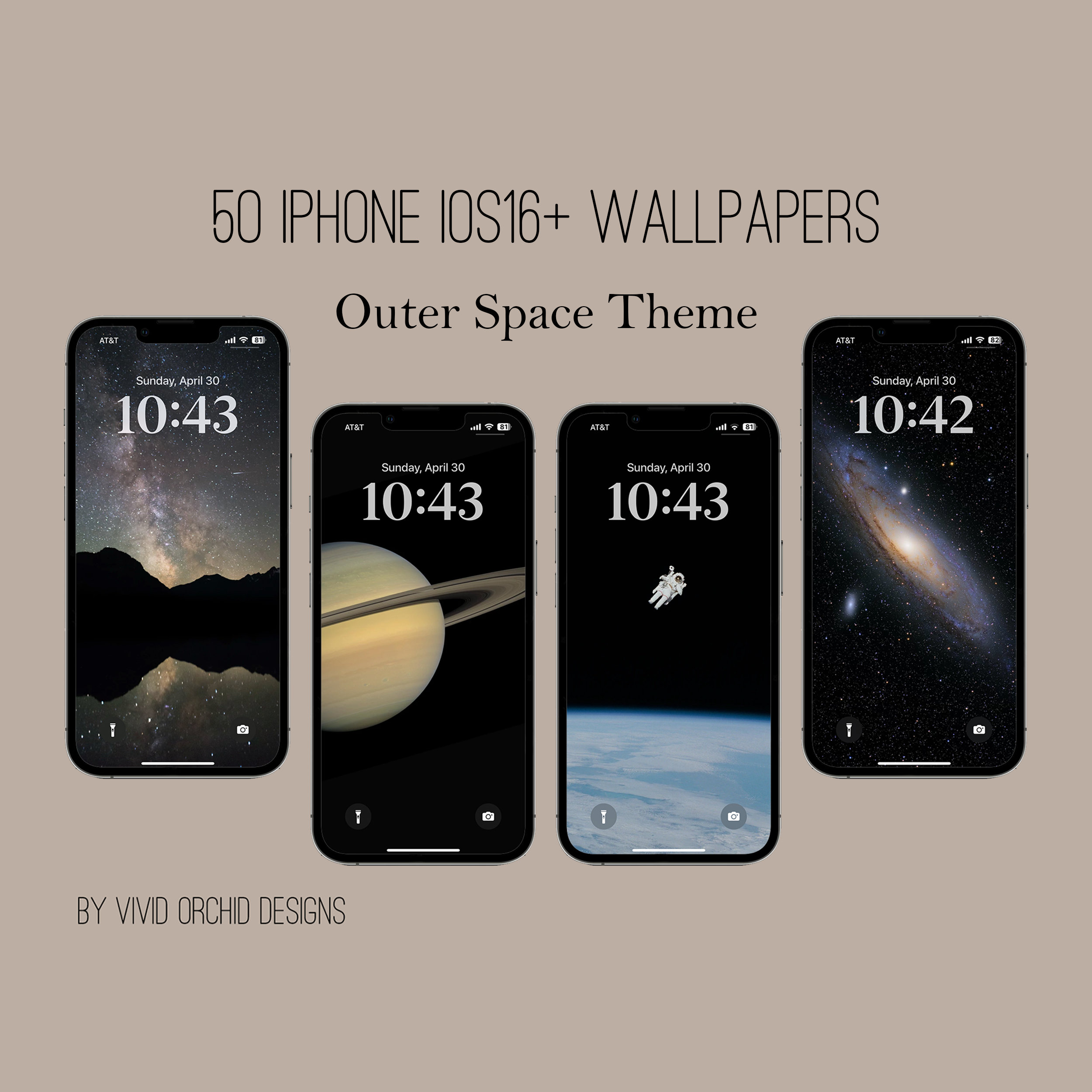 Outer Space iPhone Ios16+ Wallpaper Bundle, Outer Space Lock Screen, 50 ...