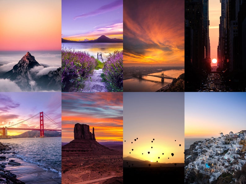Sunset Wall Collage, Printable Wall Collage, 50 Pieces, 4x6 Inch Images ...