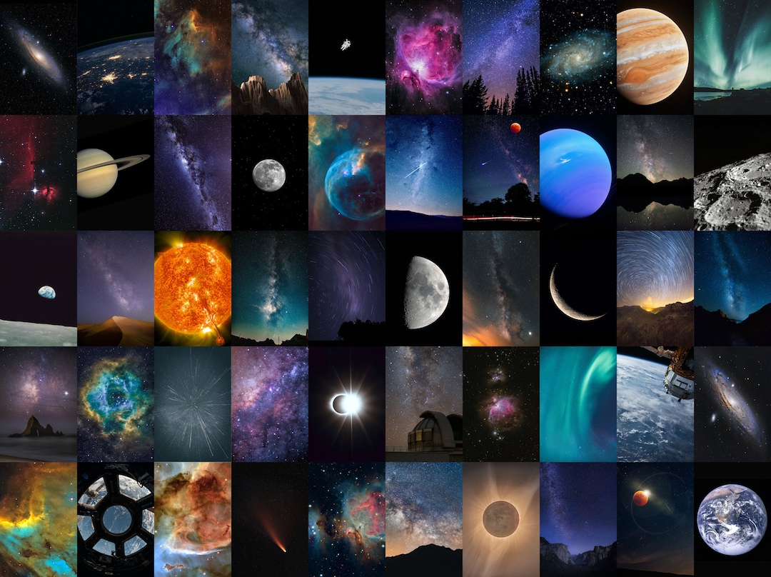 Outer Space Wall Collage, Printable Wall Collage, 50 Pieces, 4x6 Inch ...