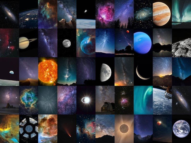 Outer Space Wall Collage, Printable Wall Collage, 50 Pieces, 4x6 Inch ...