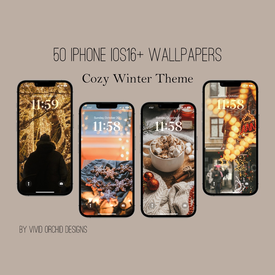 Cozy Winter iPhone Ios16+ Wallpaper Bundle, Cozy Winter Lock Screens ...