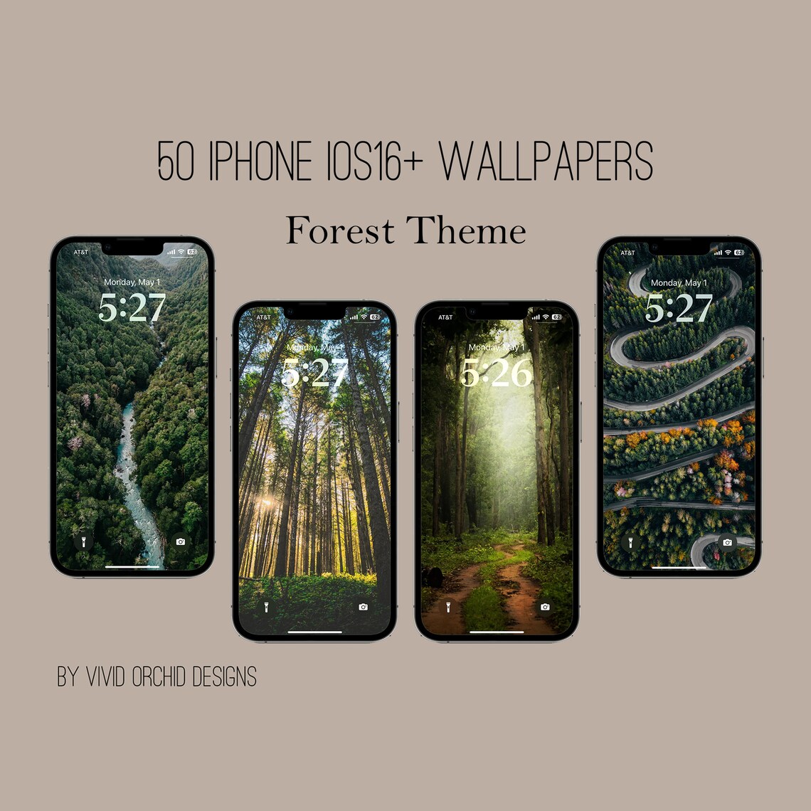 Forest iPhone Ios16+ Wallpaper Bundle, Forest Lock Screens, 50 HD ...