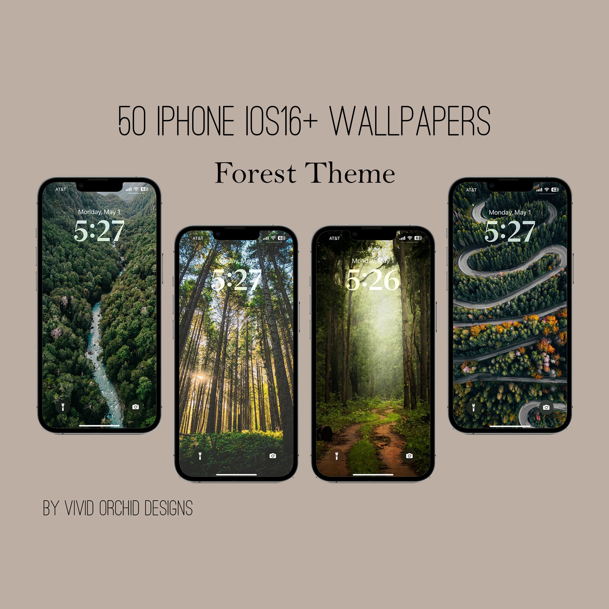 Forest iPhone Ios16+ Wallpaper Bundle, Forest Lock Screens, 50 HD ...