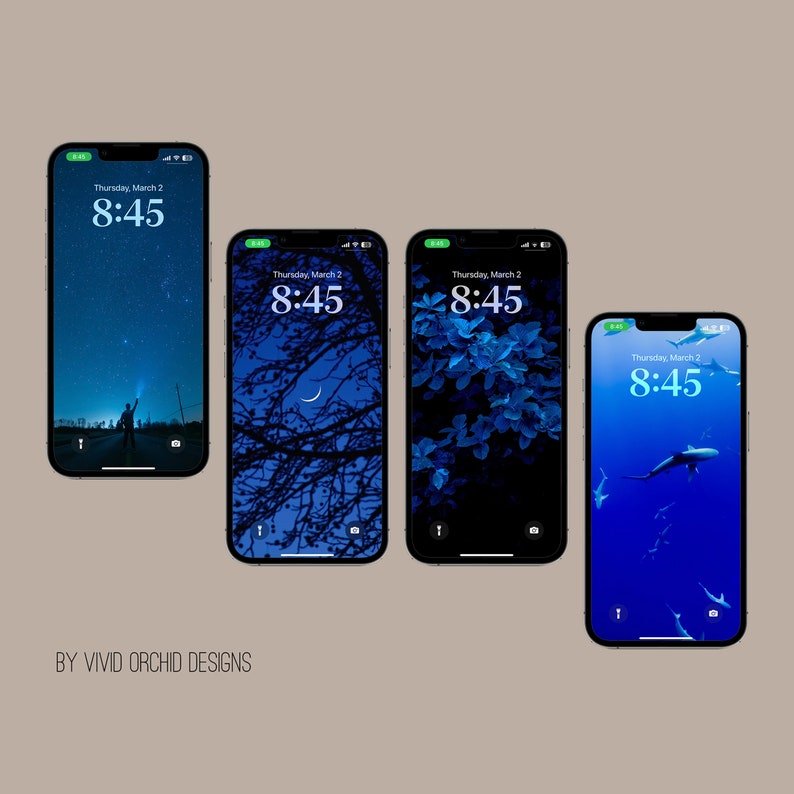 Navy Blue iPhone Ios16+ Wallpaper Bundle, Navy Blue Lock Screens, 50 HD ...