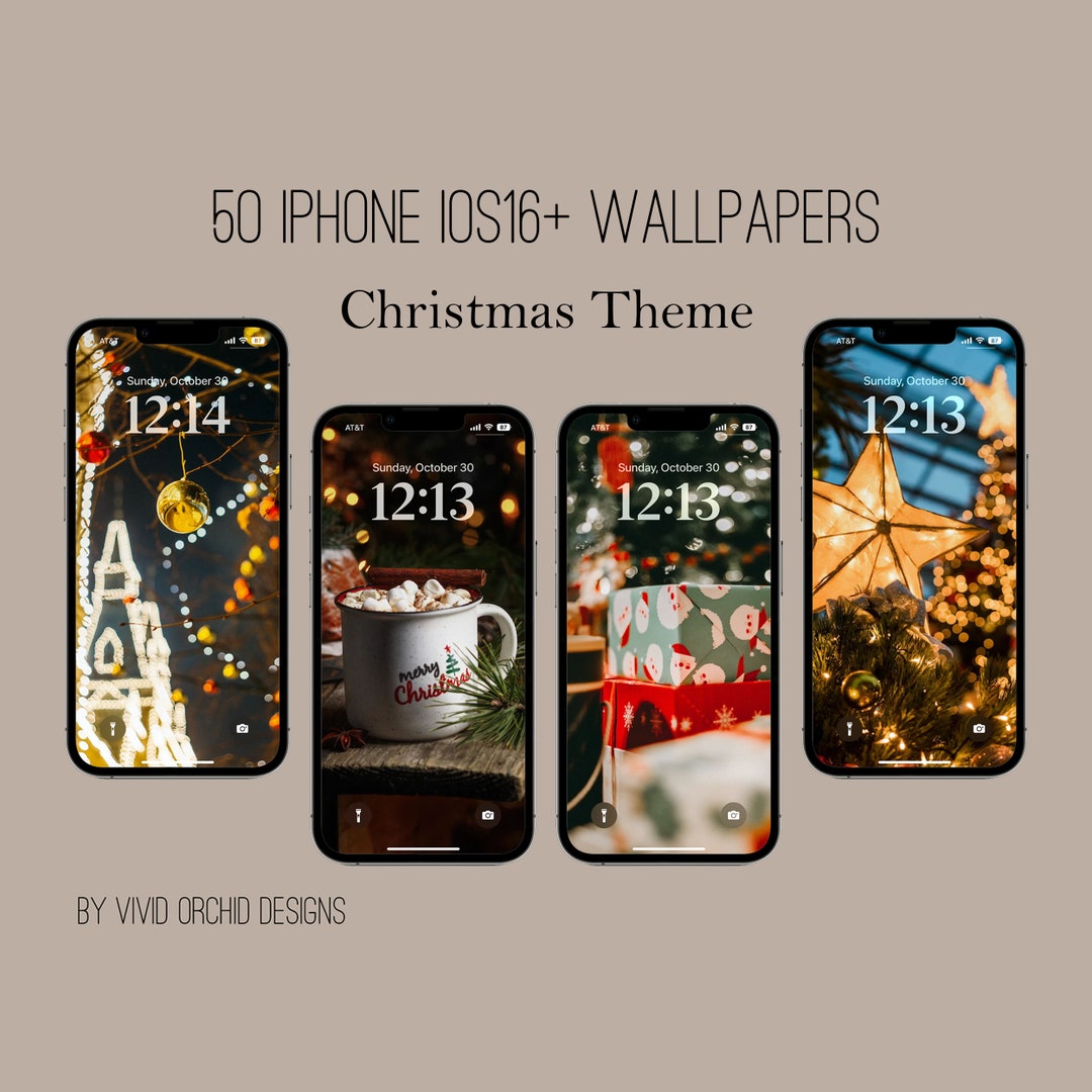 Christmas iPhone Ios16+ Wallpaper Bundle, Christmas Lock Screens, 50 HD ...