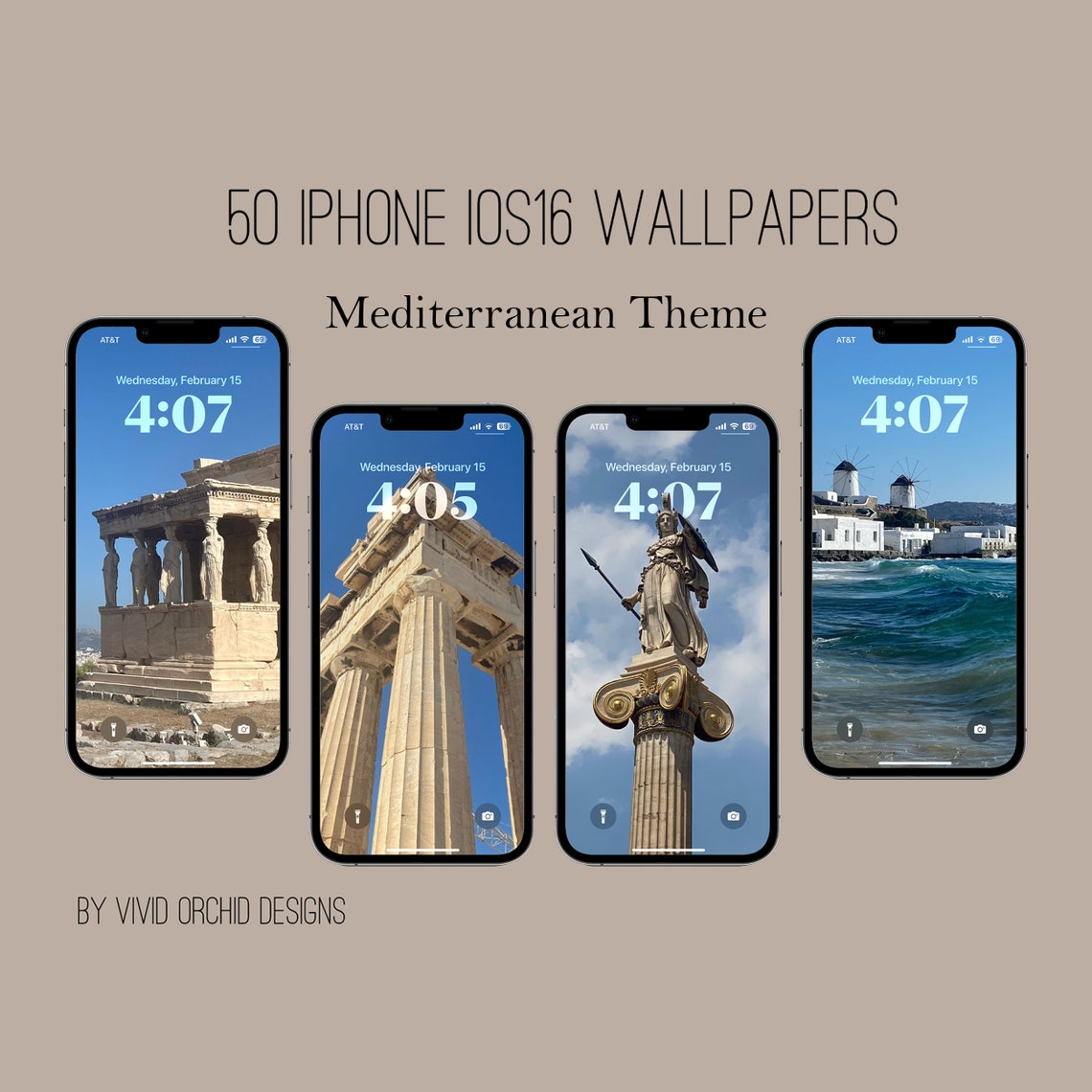 Mediterranean Travel iPhone Ios16 Wallpaper Bundle, Mediterranean Lock ...