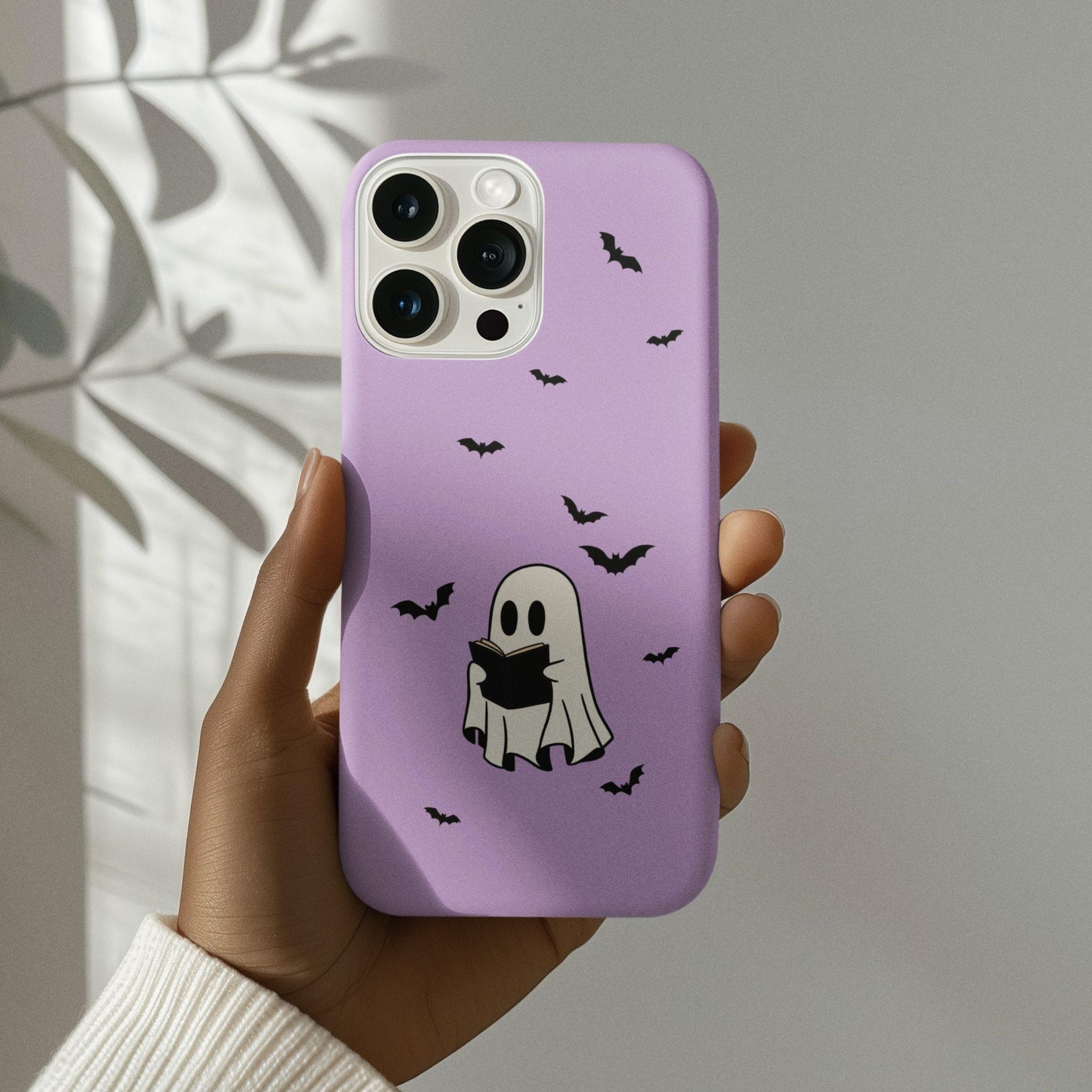 Cute Ghost Phone Case, Halloween Phone Case, Spooky Bats, Ghost With ...