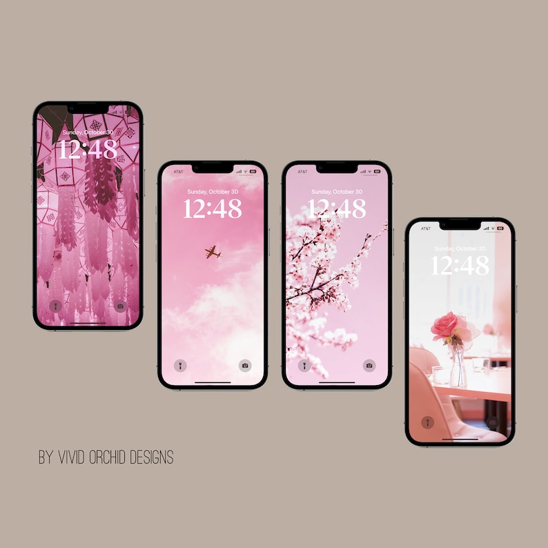 Light Pink iPhone Ios16+ Wallpaper Bundle, Light Pink Lock Screens, 50 ...
