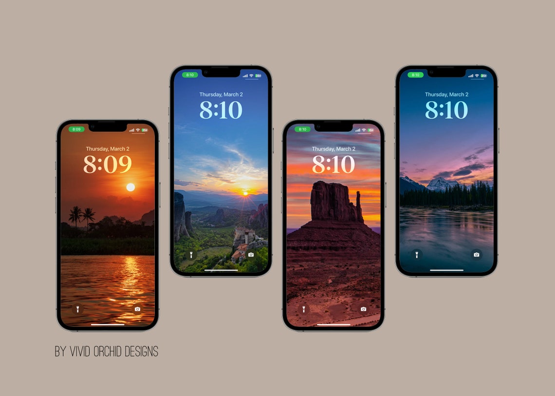 Sunset Iphone Ios16 Wallpaper Bundle Sunset Lock Screens 50 - Etsy