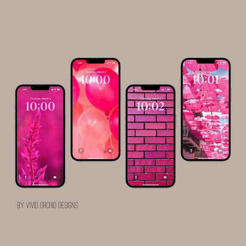 Hot Pink iPhone Ios16+ Wallpaper Bundle, Hot Pink Lock Screen, 50 HD ...