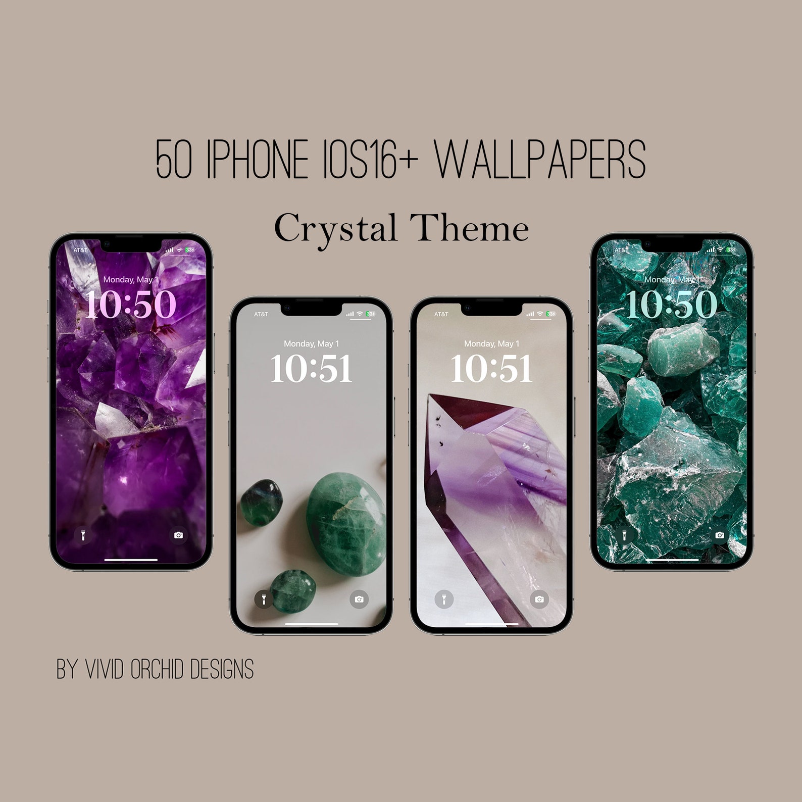 Crystals iPhone Ios16 Wallpaper Bundle, Crystal Lock Screens, 50 HD ...