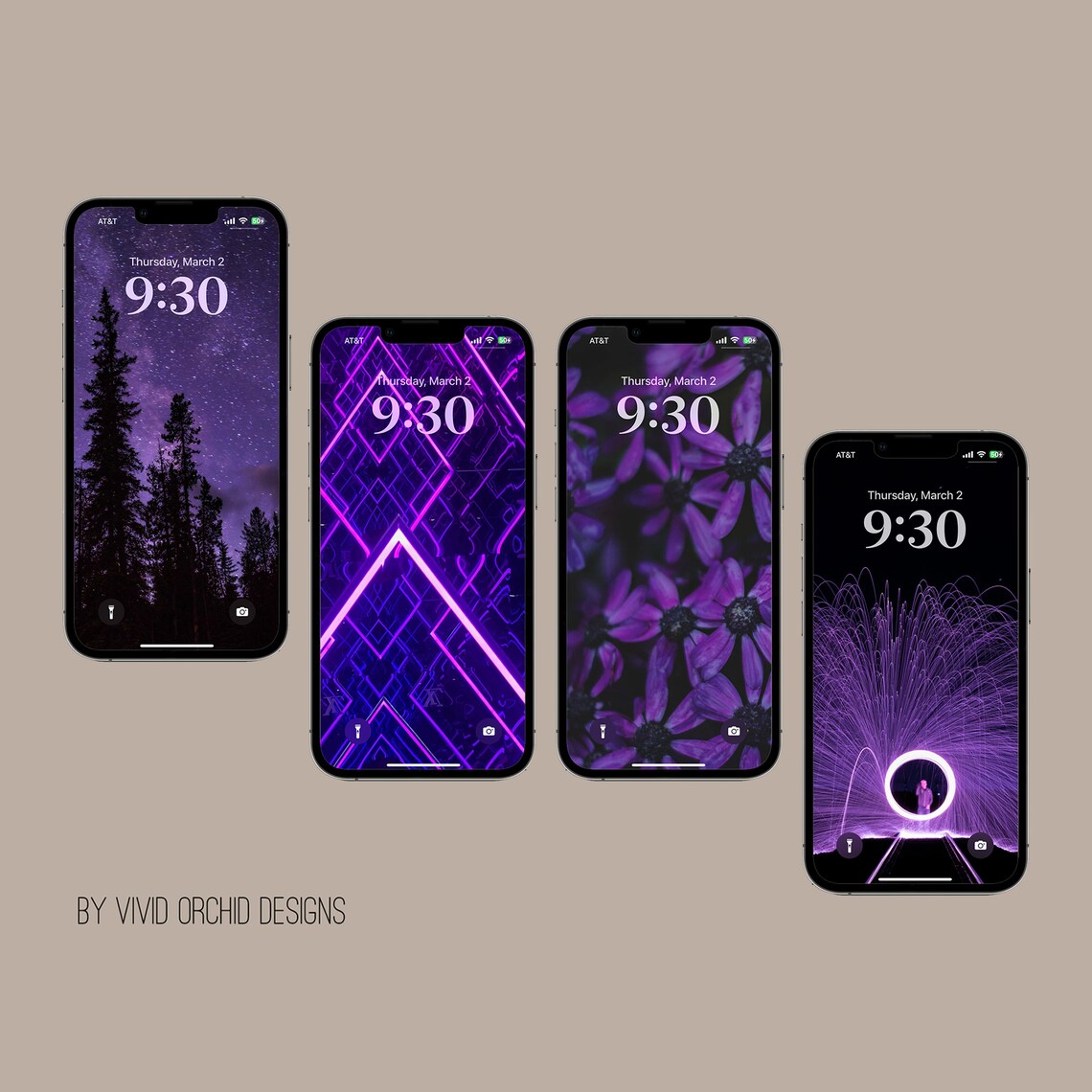 Dark Purple iPhone Ios16+ Wallpaper Bundle, Dark Purple Lock Screen, 50 ...