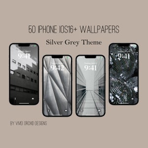 Silver Grey iPhone Ios16+ Wallpaper Bundle, Silver Grey Lock Screens ...